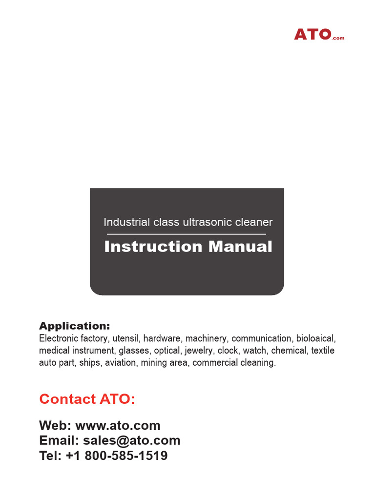 Industrial Ultrasonic Cleaner Manual | PDF | Ultrasound | Vacuum Tube