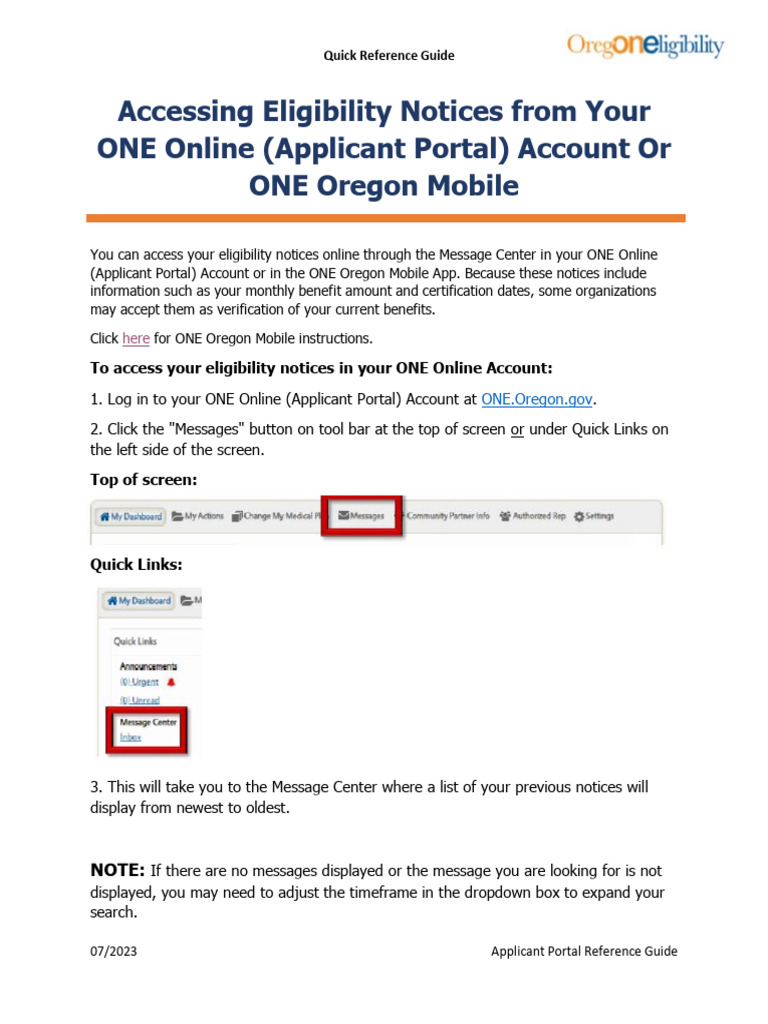Oregon One Access Eligibility Notices en | PDF | Supplemental Nutrition ...