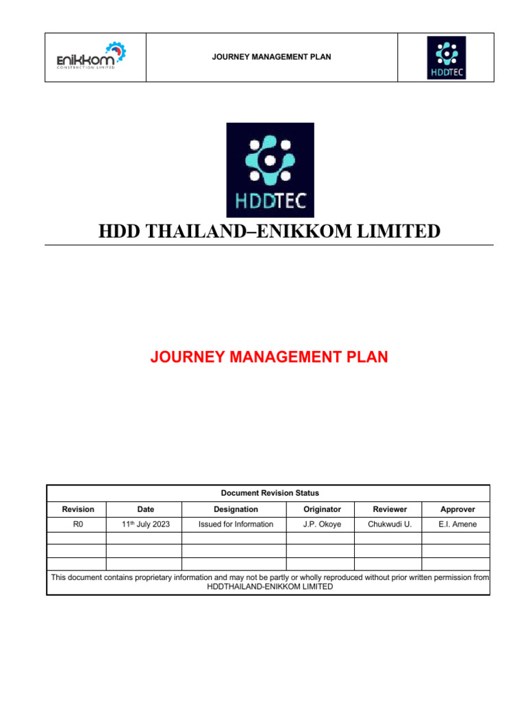 Journey Management Plan Overview | PDF | Vehicles | Truck
