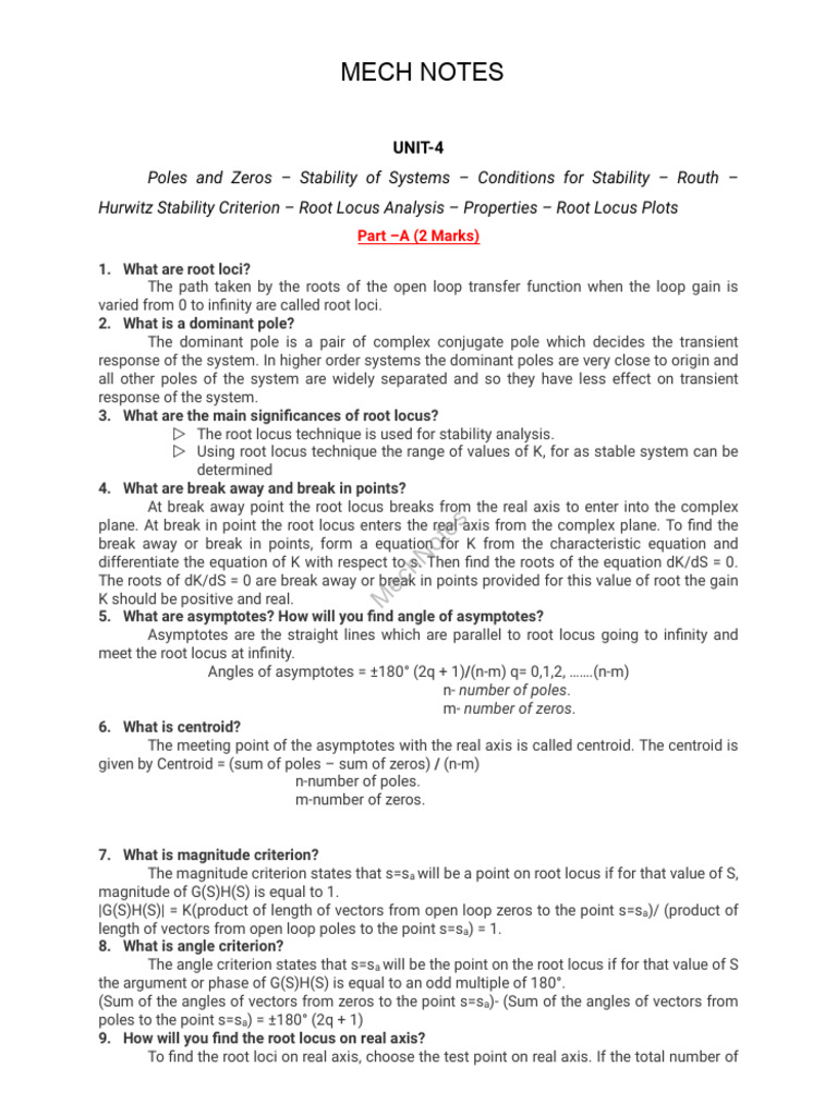 Cse UNIT 4 Theory | PDF | Stability Theory | Zero Of A Function