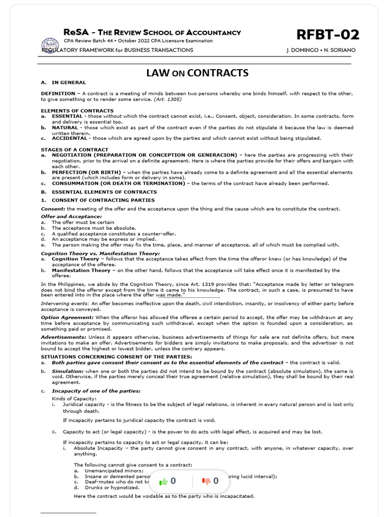 RFBT 02 Contracts Happy Reading - Compress | PDF | Offer And Acceptance | Lease