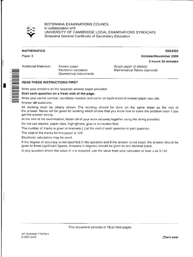 Maths Rev Kit Pp3 | PDF