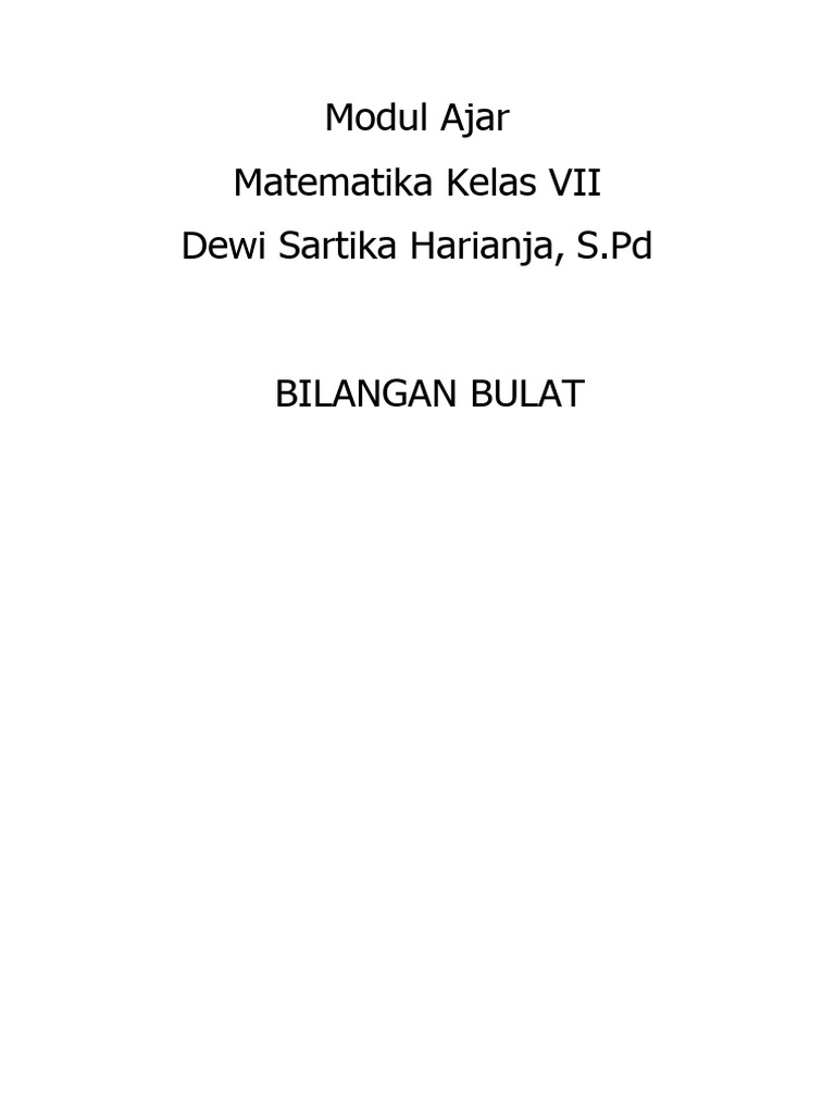 Bilangan Bulat Modul | PDF | Metode & Bahan Ajar | Sains & Matematika