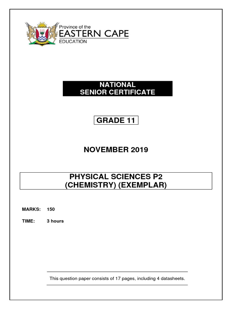 PHYS SCIENCES P2 GR11 QP NOV2019 - English | PDF | Gases | Redox