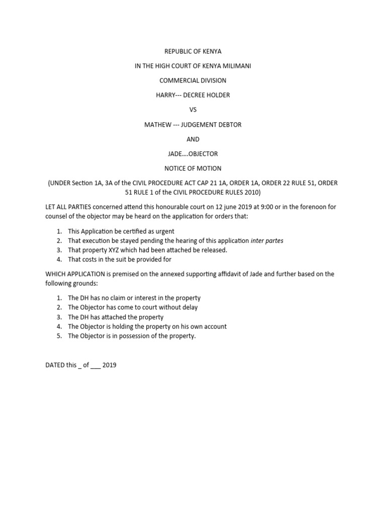 Objector Proceedings Drafting | PDF