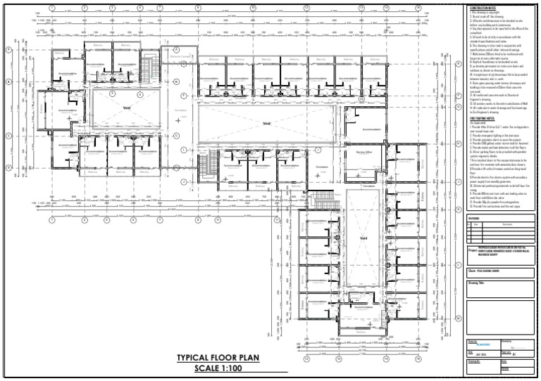 Typical Floor Plan SCALE 1:100: Construction Notes | PDF | Building ...