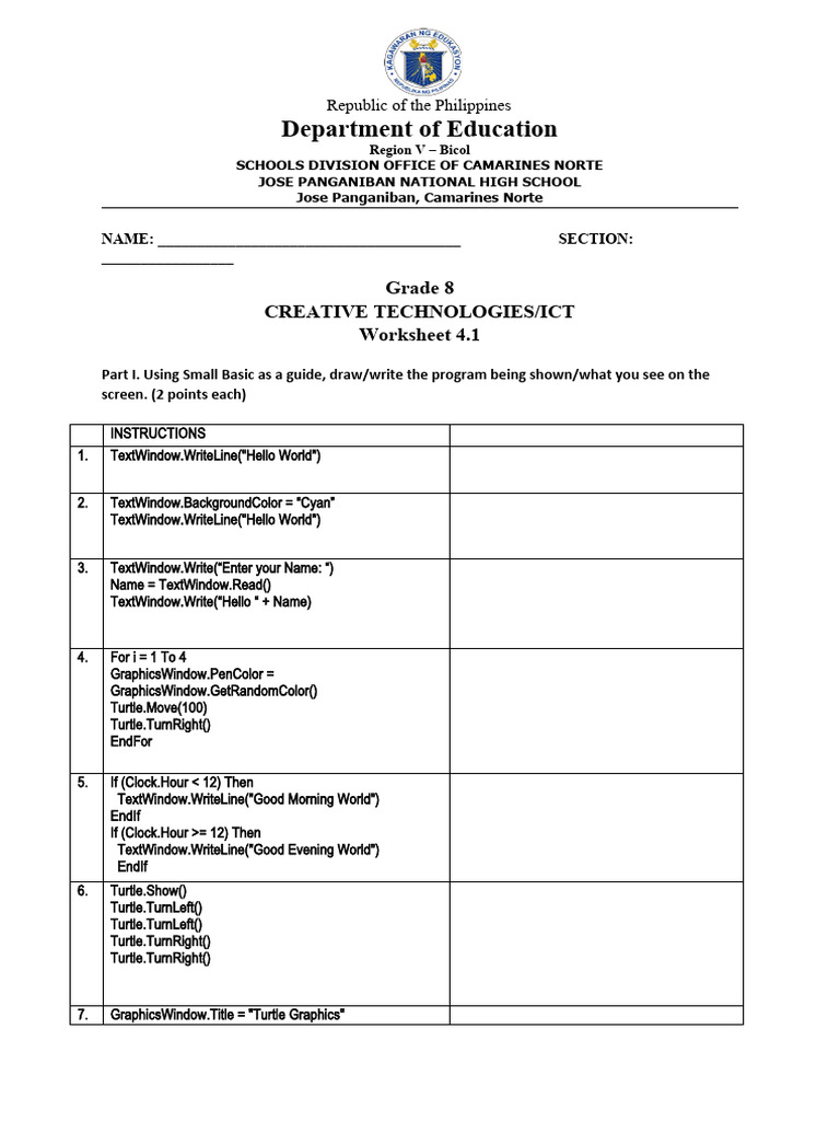Worksheet 4 1 Pdf Microsoft Software Computer Programming 5096