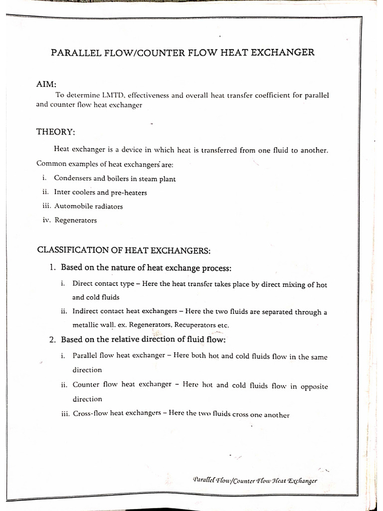 Parallel-Counterflow Heat Exchanger | PDF