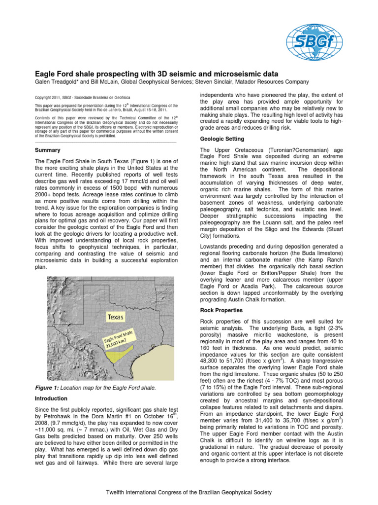 Eagle Ford Shale 3D Seismic Analysis | PDF | Anisotropy | Chemistry