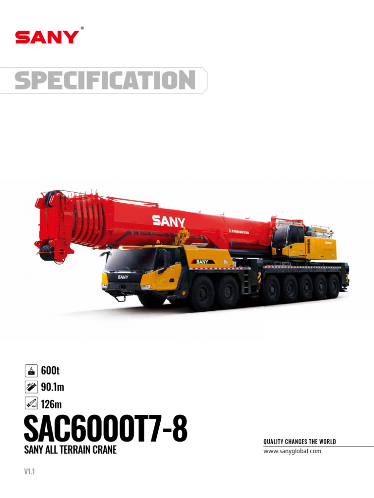 Sany Crane-Brochure SAC6000T7-8 | PDF | Crane (Machine) | Brake