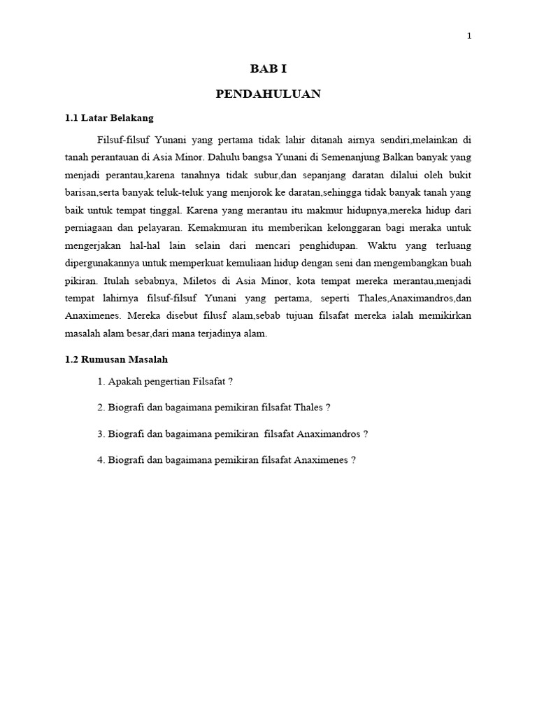 Filsuf Yunani Kuno: Thales & Anaximandros | PDF