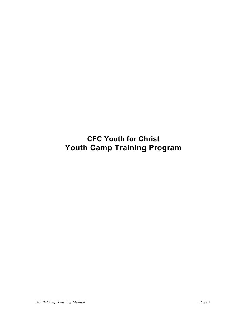Youth Camp Training Manual | PDF | Repentance | Prayer