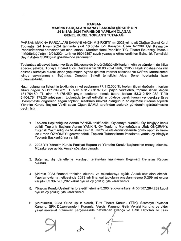 24.04.2024 Ola - An Genel Kurul Toplanti Tutana - I Rev - Ze | PDF