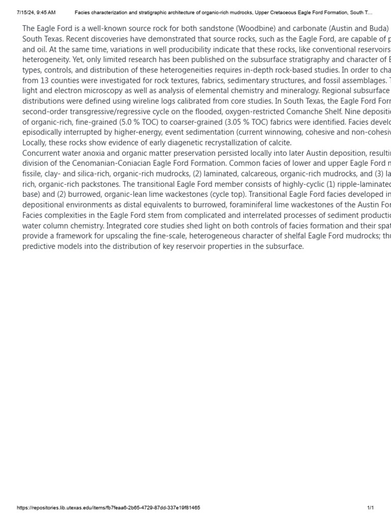 Facies Characterization and Stratigraphic Architecture of Organic-Rich ...