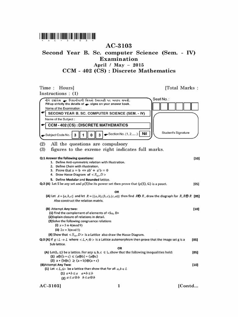 402 (CS) Discrete Mathematics | PDF
