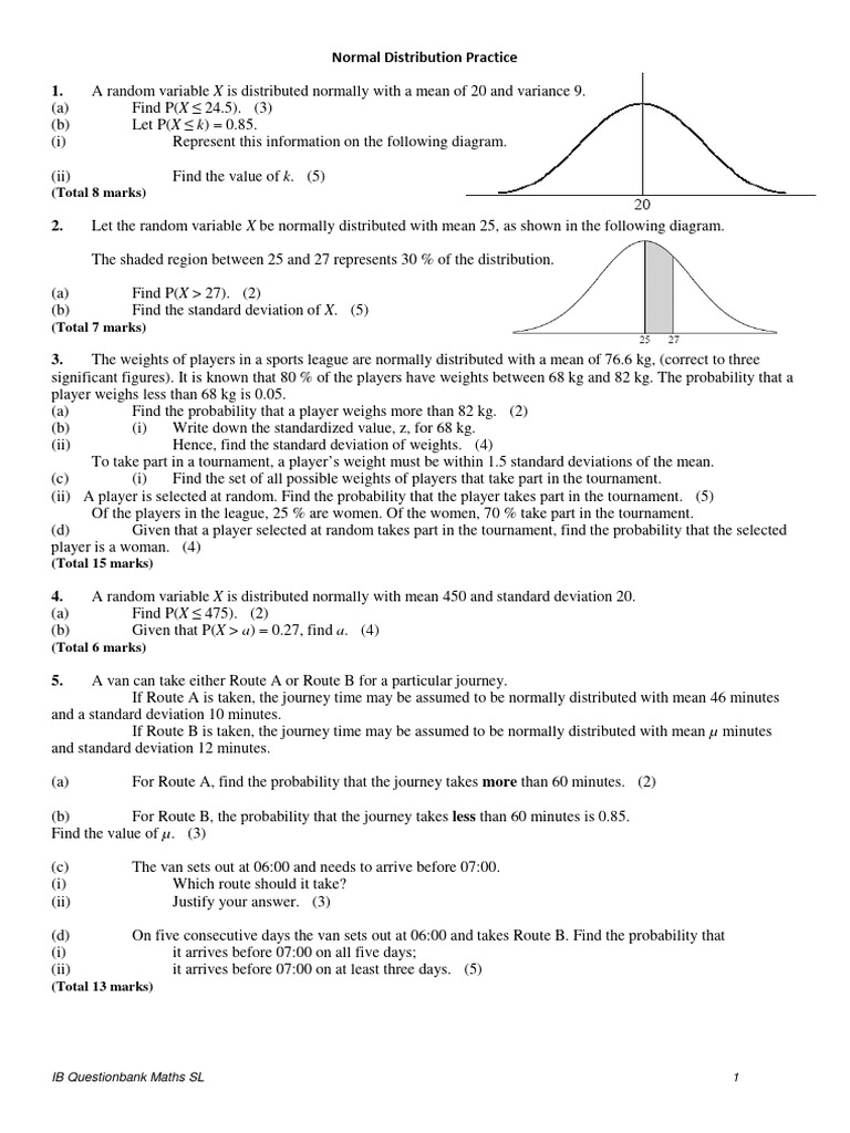 Normal Distribution Practice Pdf Normal Distribution Standard Deviation