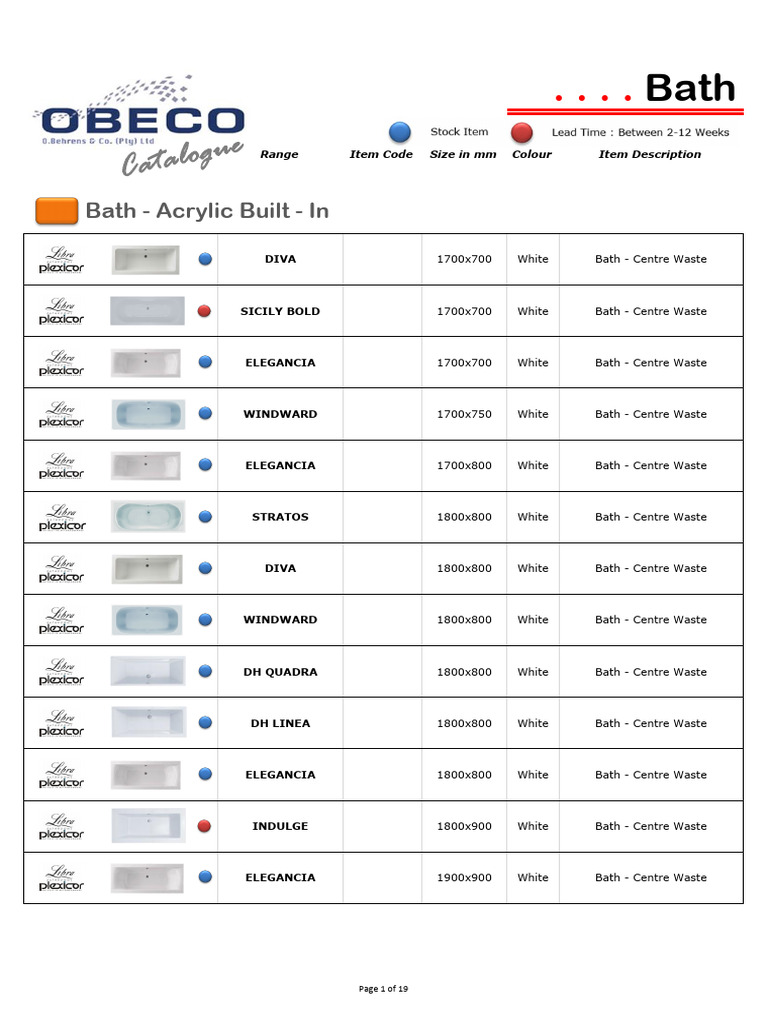 2107-04-11 Obeco Baths Catalogue | PDF | Hydrology | Plumbing
