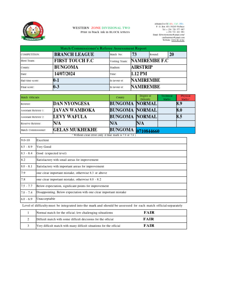 First Touch FC VS Namirembe FC | PDF | Endurance | Sports Rules And ...