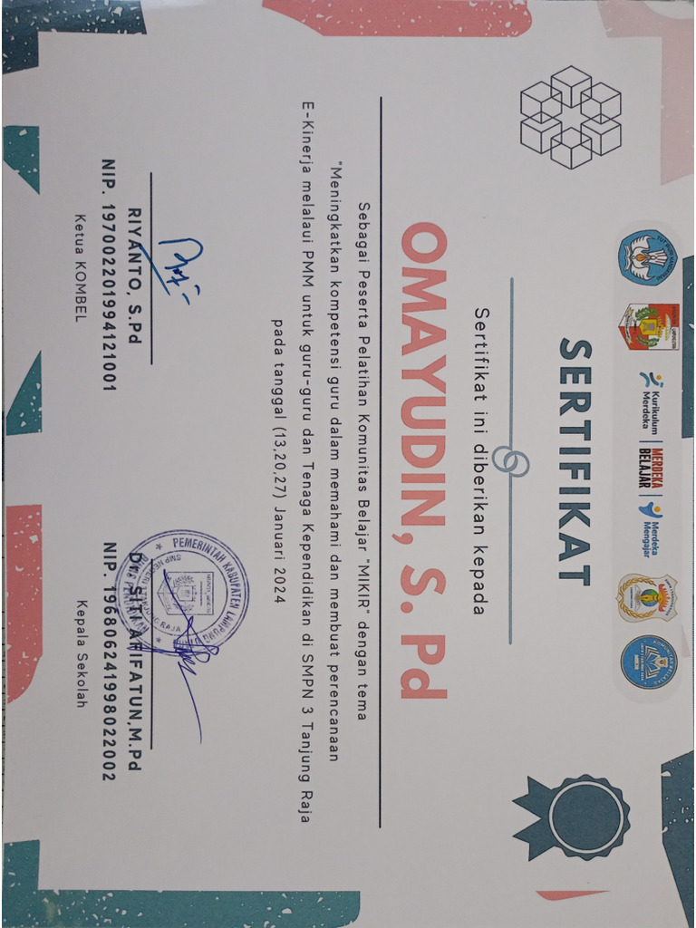 Sertifikat - PMM - 1 - 2024 | PDF