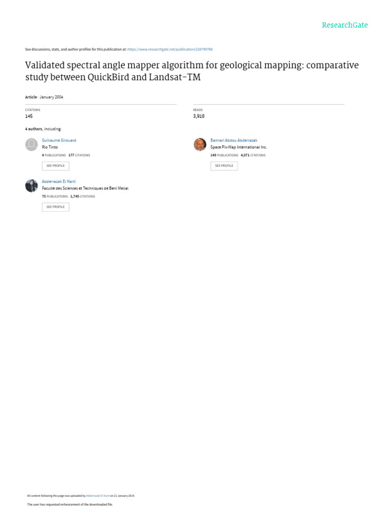 Validated Spectral Angle Mapper Algorithm For Geol | PDF | Image ...