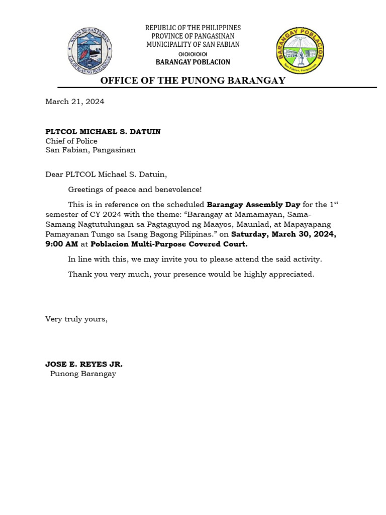 Assembly Letter | PDF | Philippines