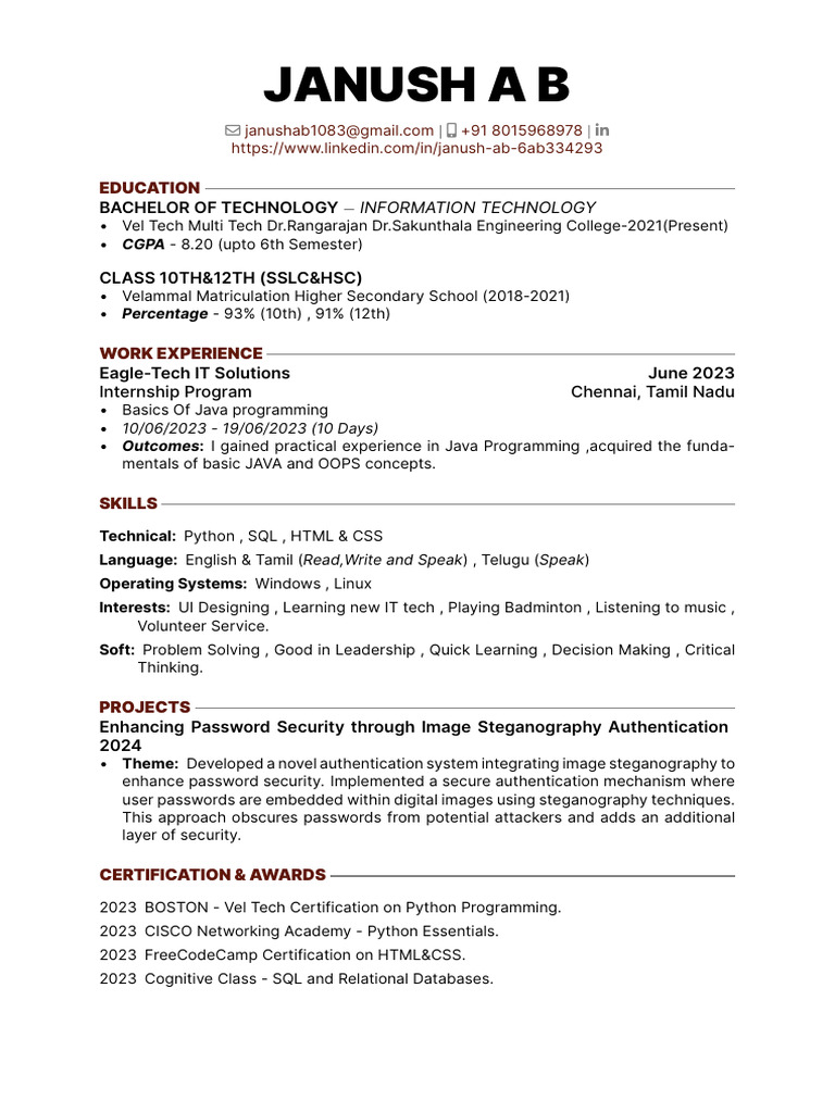 Janush A B: Education | PDF | Computers