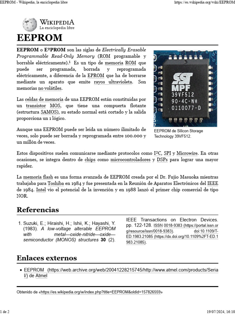 EEPROM | PDF | Datos de computadora | Almacenamiento de datos de la ...