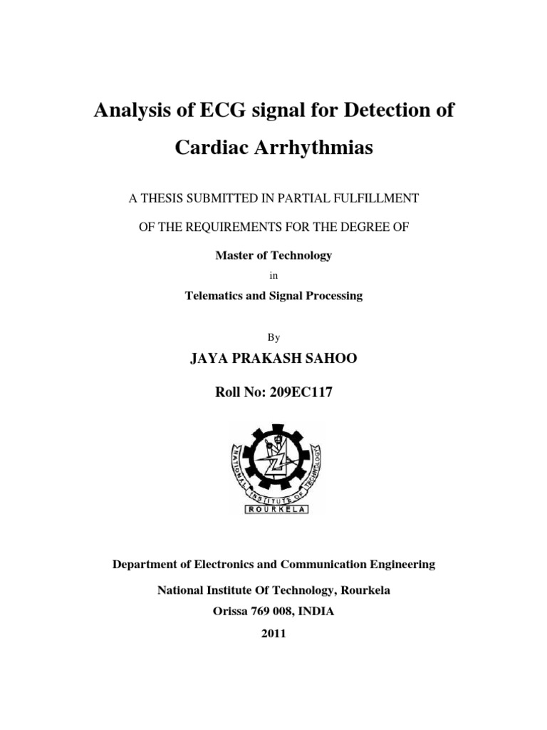 Analysis Of Ecg Signal For Detection Of Cardiac Arrhythmias Pdf Cardiac Arrhythmia