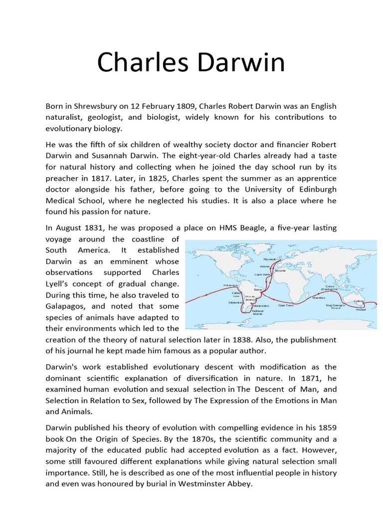 Charles Darwin: Evolutionary Biology Pioneer | PDF