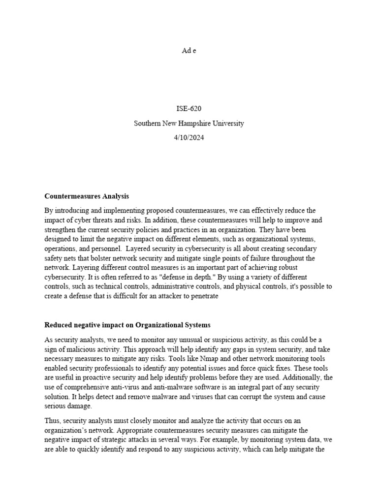 Countermeasure Analysis | PDF | Security | Computer Security
