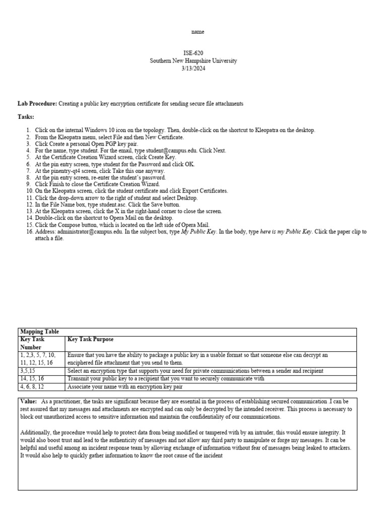 Public Key Encryption Lab for ISE-620 | PDF | Encryption | Cyberspace