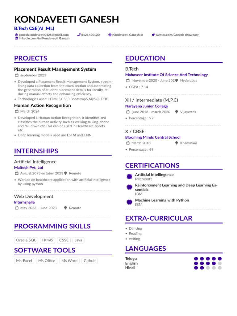 Kondaveeti Ganesh: Projects Education | PDF | Artificial Intelligence | Intelligence (AI ...