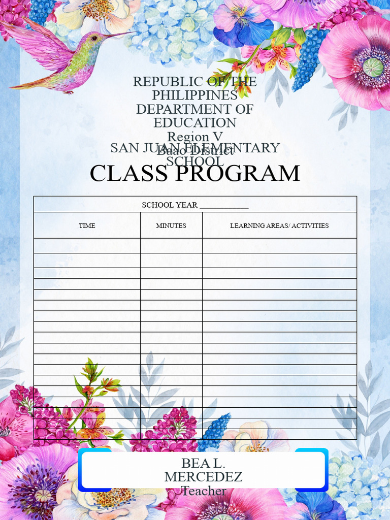 San Juan Elementary Class Program | PDF