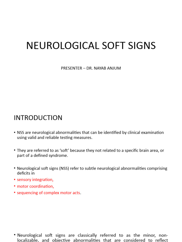 Neurological Soft Signs-1 | PDF | Schizophrenia | Psychosis