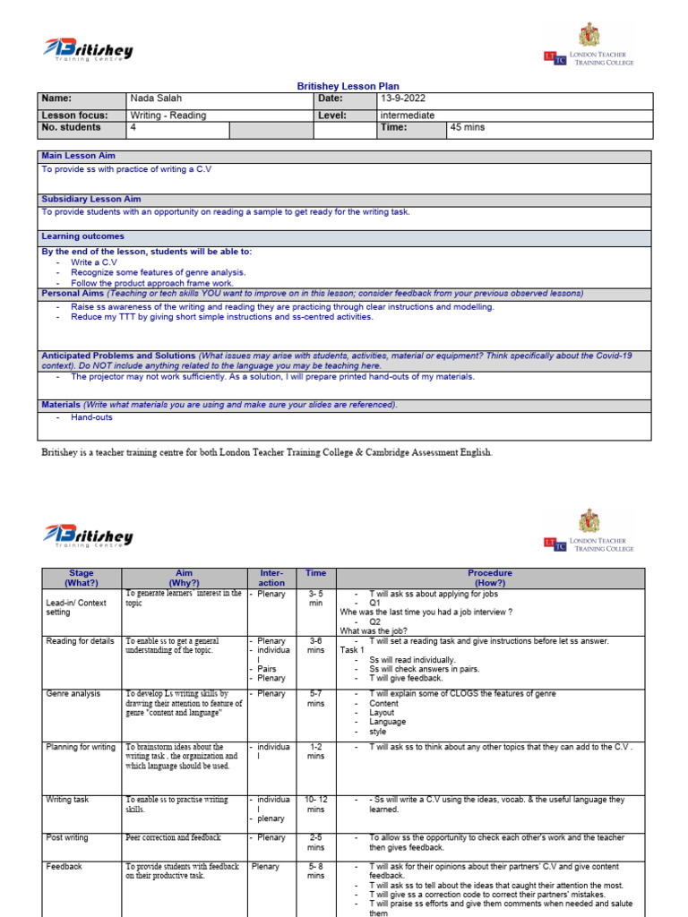 Writing-Tp 6 Lesson Plan | PDF | Lesson Plan | Teacher Education