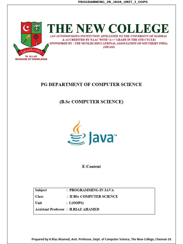 Bsc20 Java e Content U Sample | PDF | Java Virtual Machine | Method (Computer Programming)