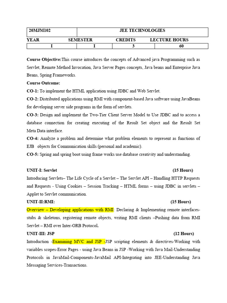 JEE Syllabus 2023_MSc_CS | PDF | Java (Programming Language) | Information Technology