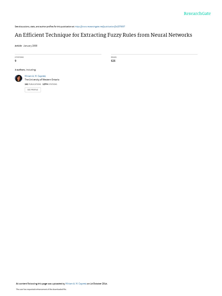 An Efficient Technique For Extracting Fuzzy Rules | PDF | Fuzzy Logic | Artificial Neural Network