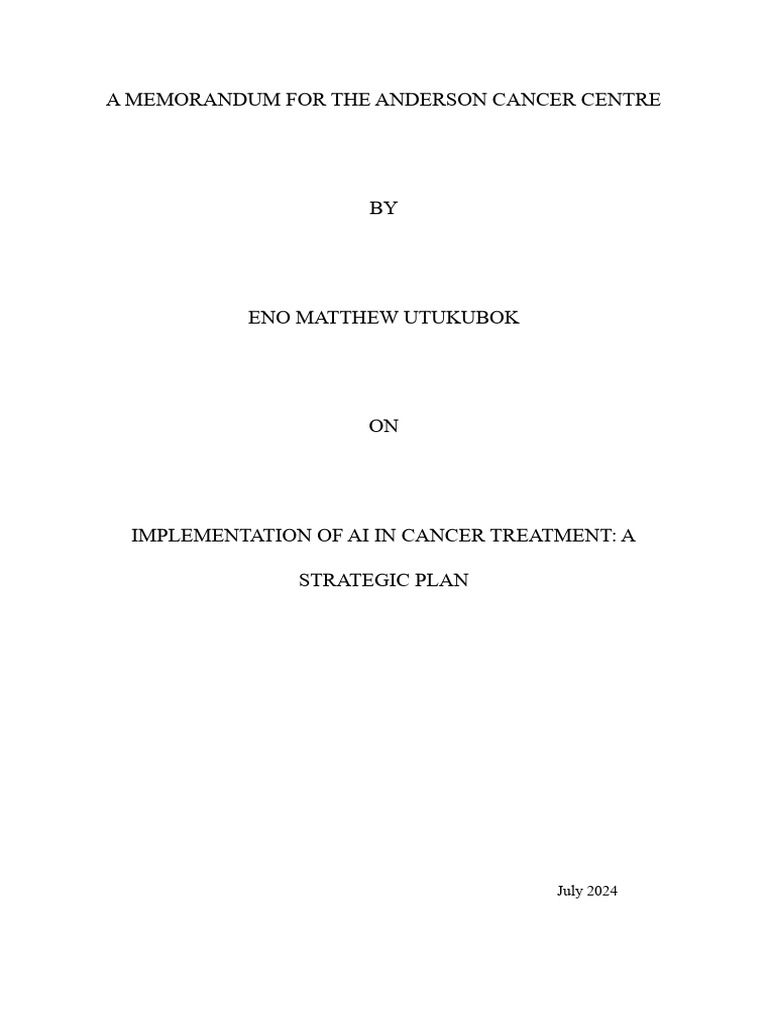 A Memorandum For The Anderson Cancer Centre | PDF | Artificial ...