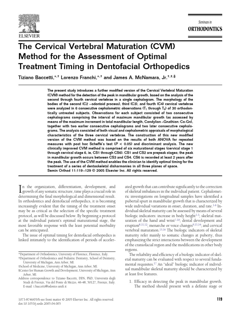 Baccetti 2005 | PDF | Vertebra | Skeletal System