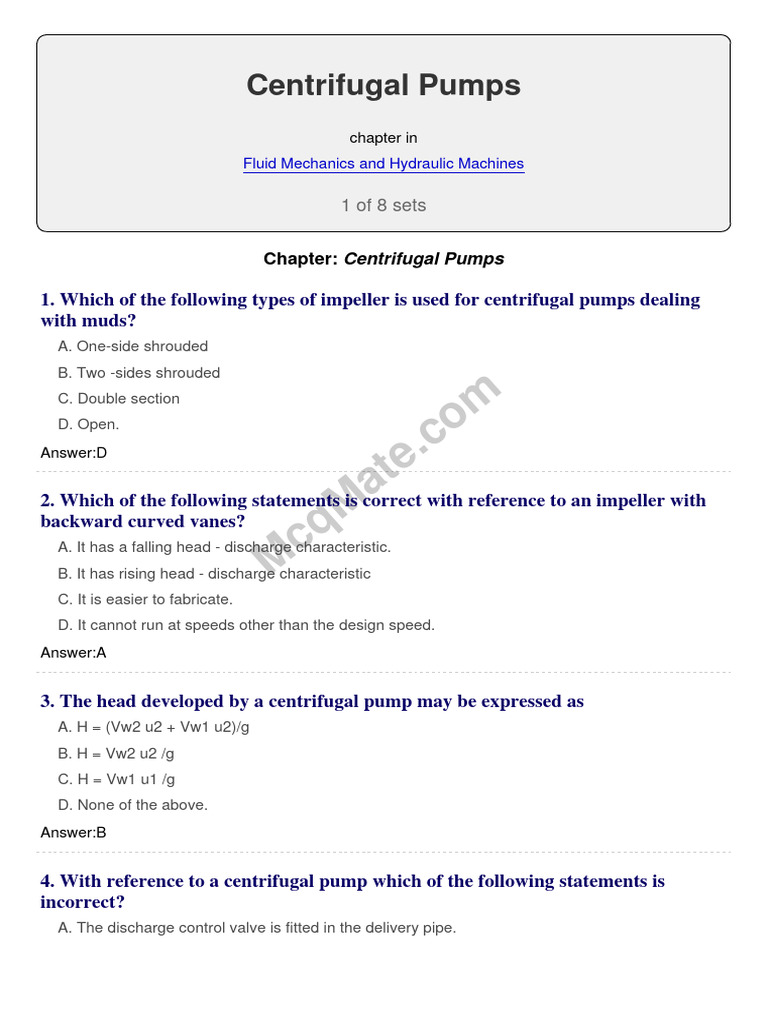 Centrifugal-Pumps-Fluid-Mechanics-And-Hydraulic-Machines (Set 1) | PDF ...