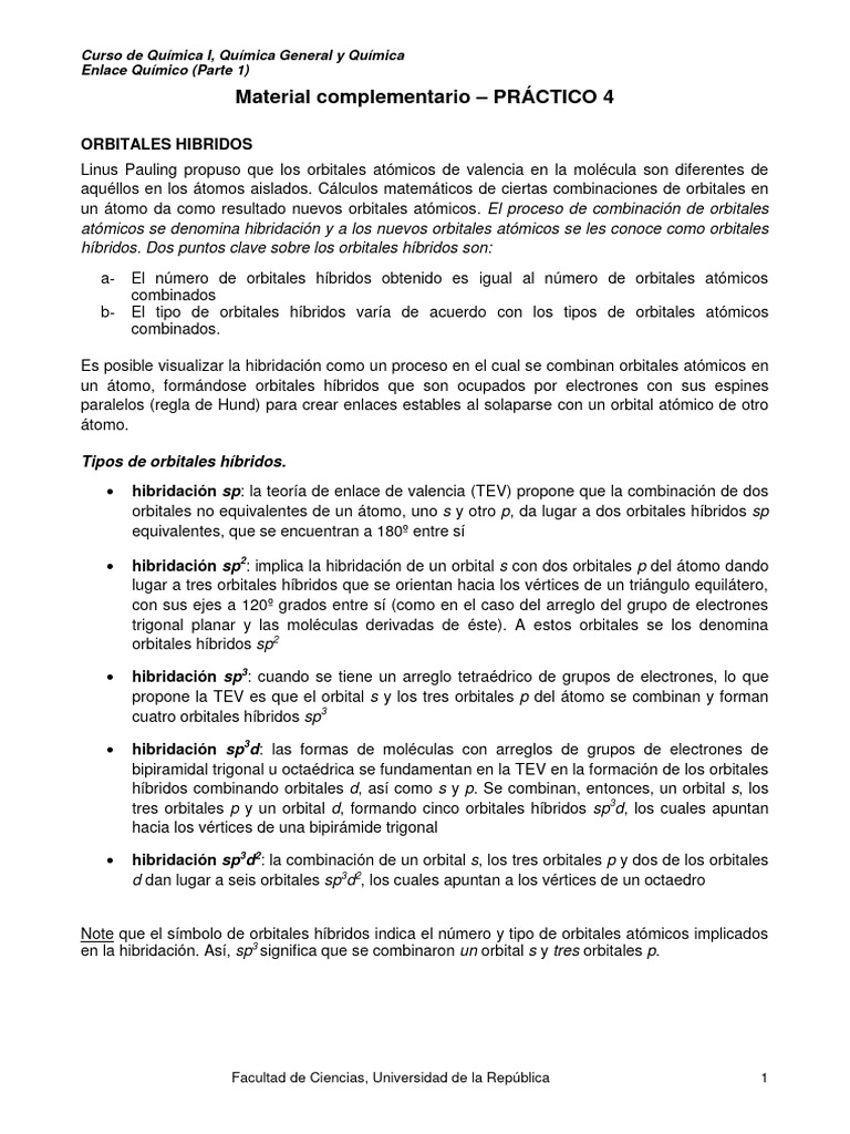 Material Complementario P4 | PDF | Enlace químico | Moléculas