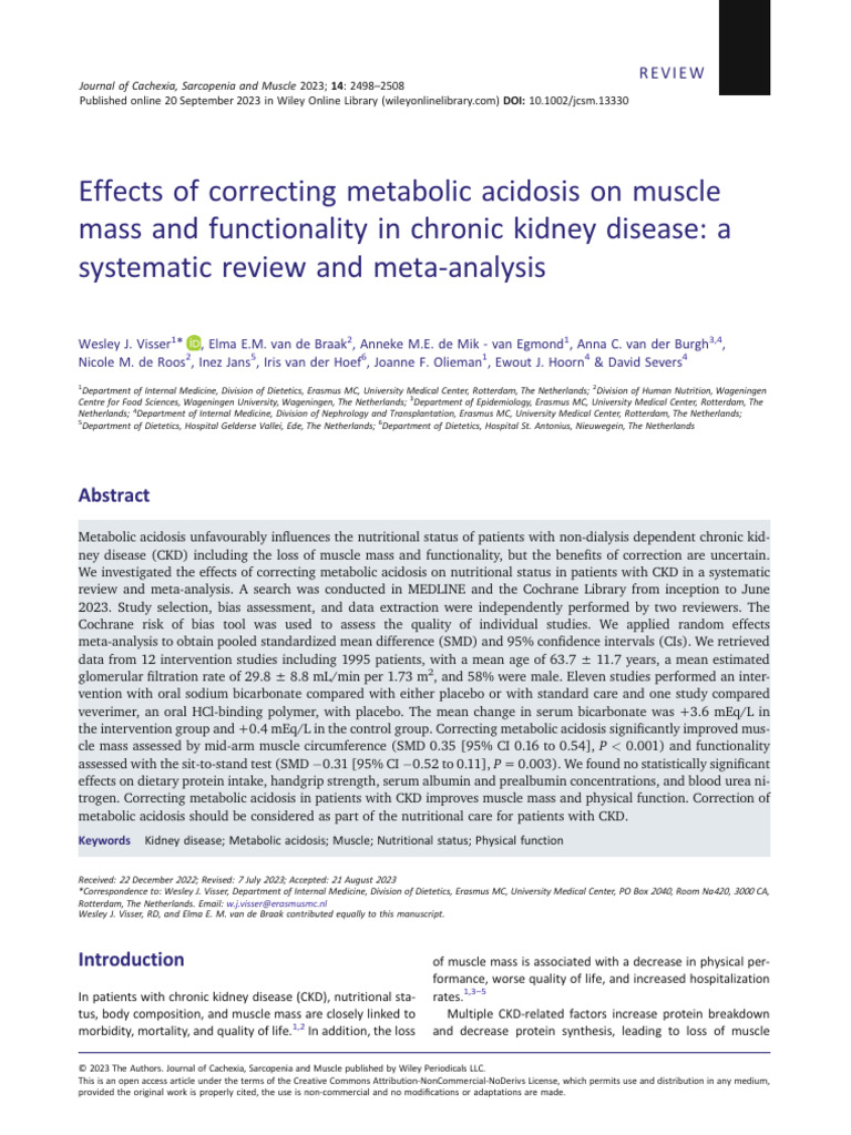 JCSM 14 2498 | PDF | Chronic Kidney Disease | Clinical Medicine