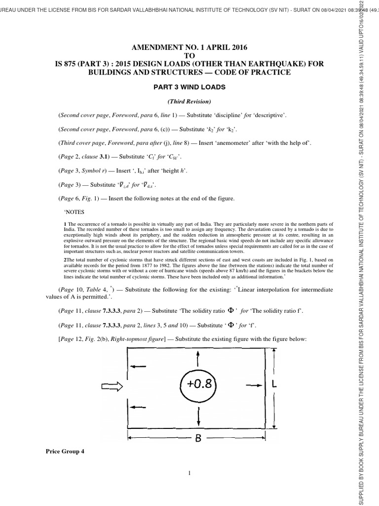 IS 875 Part 3: 2015 Amendment Summary | PDF | Vortices | Meteorology