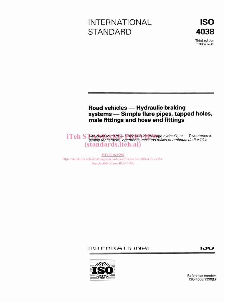 Iso 4038 1996 | PDF | International Organization For Standardization | Pipe (Fluid Conveyance)