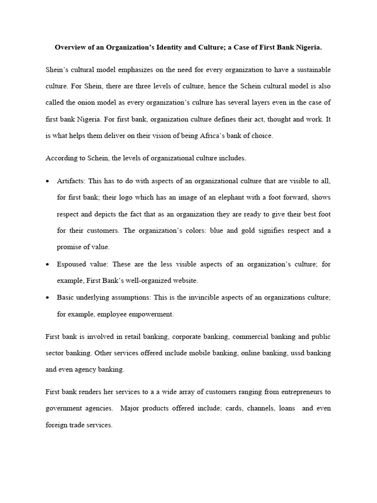 Culture Assignment | PDF | Banks | Organizational Culture Culture Assignment | PDF | Banks | Organizational Culture