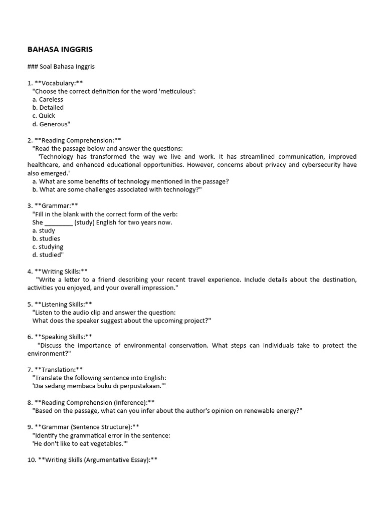 Soal Dan Jawaban Bahasa Inggris | PDF | Reading Comprehension | English ...