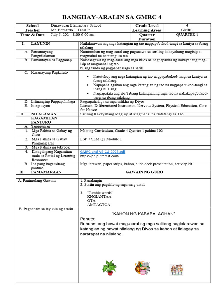 Lesson Plan GMRC | PDF