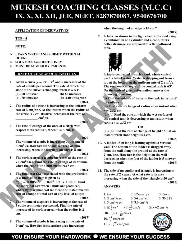 Derivatives Practice for Students | PDF | Area | Euclidean Geometry