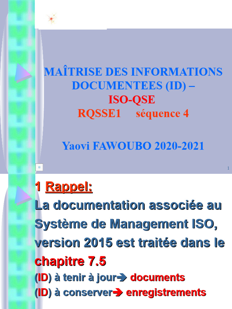 4 RQSSE 1 Gestion Documentaire ISO 9001 2015 | PDF | La gestion des ...